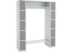 4251898822502 - Select Schließfachgarderobe mit Hutablage & Kleiderstange 2 x 5 Fächer B 1735 x T 500 x H 1950 mm lichtgrau platingrau