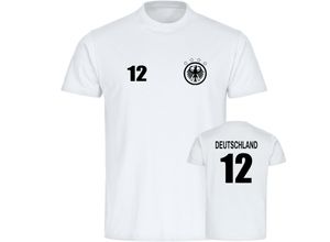 4068859252144 - multifanshop Herren T-Shirt - Deutschland - Adler Retro Trikot 12 - Druck schwarz - Männer