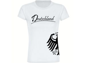 4068859264864 - multifanshop Damen T-Shirt - Deutschland - Adler seitlich - Druck schwarz - Frauen