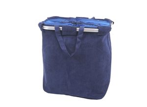 4057651543161 - Wäschesammler MCW-C34 Laundry Wäschekorb Wäschebehälter mit Kordelzug 2 Fächer Henkel 54x52x32cm 89l ~ cord blau