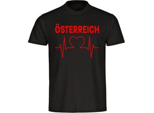 4068859466343 - multifanshop Herren T-Shirt - Österreich - Herzschlag - Druck rot - Männer