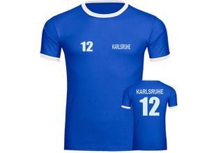 4068859029135 - multifanshop Kontrast T-Shirt - Karlsruhe - Trikot Nummer 12 - Druck weiß - Männer