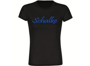 4068859002664 - multifanshop Damen T-Shirt - Schalke - Schriftzug - Druck blau - Frauen