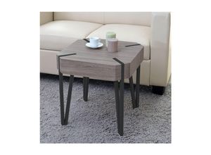 4057651116624 - Couchtisch Genk H574 Beistelltisch 52x50x50cm MVG-zertifiziert ~ Dunkle Eiche dunkle Metall-Füße