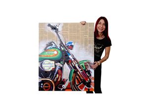 4057651134451 - Wandbild Motorrad 100% handgemaltes Ölgemälde Gemälde XL 80x100cm