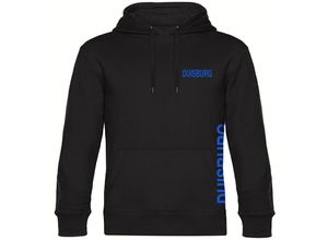 4068859018696 - multifanshop Kapuzen Sweatshirt - Duisburg - Brust & Seite - Druck blau - Hoodie
