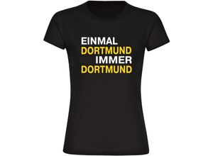 4068859189501 - multifanshop® Damen T-Shirt - Dortmund - Einmal Immer - Druck gelb - Frauen