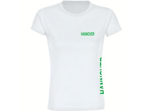 4068859166519 - multifanshop Damen T-Shirt - Hannover - Brust & Seite - Druck grün - Frauen