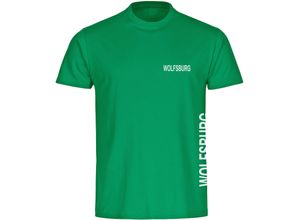 4068859168070 - multifanshop Herren T-Shirt - Wolfsburg - Brust & Seite - Druck weiß - Männer