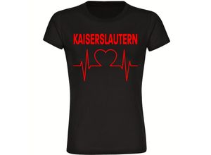 4068859109554 - multifanshop Damen T-Shirt - Kaiserslautern - Herzschlag - Druck rot - Frauen