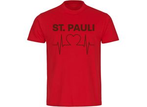 4068859193003 - multifanshop Herren T-Shirt - St Pauli - Herzschlag - Druck braun - Männer