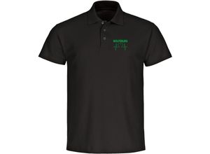 4068859174842 - multifanshop Poloshirt - Wolfsburg - Herzschlag - Druck grün - Polo