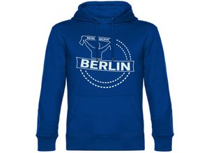 4068859050672 - multifanshop Kapuzen Sweatshirt - Berlin blau - Meine Fankurve - Druck weiß - Hoodie