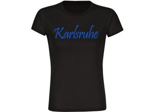 4068859067281 - multifanshop Damen T-Shirt - Karlsruhe - Schriftzug - Druck blau - Frauen