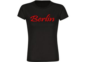 4068859157319 - multifanshop Damen T-Shirt - Berlin rot - Schriftzug - Druck rot - Frauen