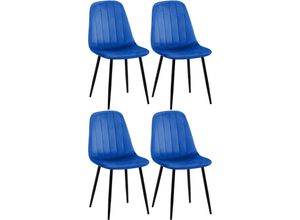 4255716334970 - 4er Set Esszimmerstuhl Baxter Samt I Gesteppter Küchenstuhl I Polsterstuhl Mit Metall-Gestell