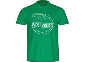 4068859180140 - multifanshop Kinder T-Shirt - Wolfsburg - Meine Fankurve - Druck weiß - Kind