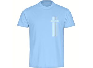 4068859273262 - multifanshop Herren T-Shirt - Argentinien - Streifen - Druck weiß - Männer