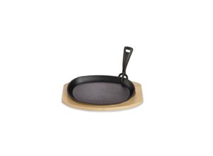 4260238066827 - Servierpfanne Gusseisen mit Servierbrett abnehmbarer Griff f Backofen Grill BBQ schwarz