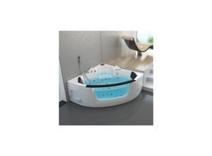 4260255474629 - Whirlpool - Laguna l - Weiß Maße 157x157x65cm - inkl Radio Heizung und Lichttherapie i Eckwanne für 2 Personen Indoor Badewanne - Home Deluxe