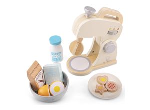 8718446107079 - Mixer mit Zubehör aus Holz Creme Kinderküchen-Zubehör Kinderspielzeug