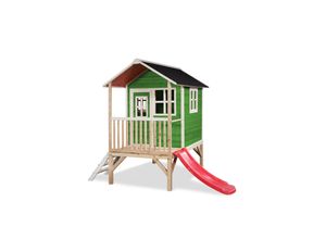 8718469460274 - Exit Toys Spielhaus Loft mit Veranda und Rutsche grün ca 185 x 260 x 225 cm