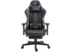 4250931574682 - Gaming Stuhl Chair Racing mit Fußstütze und ergonomsichen 4D-Armlehnen Schwarz Military -Grau