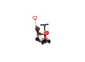 3800151939191 - Scooter Smart Plus 5 in 1 verstellbar PU Räder leuchten ABEC-7 Lager rot-schwarz