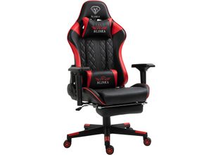 4250931565611 - Trisens - Gaming Stuhl Chair Racing mit Fußstütze und ergonomsichen 4D-Armlehnen Schwarz Rot