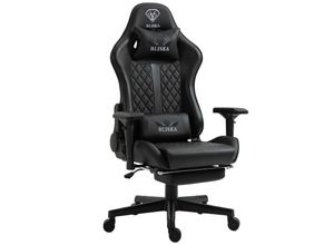 4250931572268 - Trisens - Gaming Stuhl Chair Racing mit Fußstütze und ergonomsichen 4D-Armlehnen Schwarz