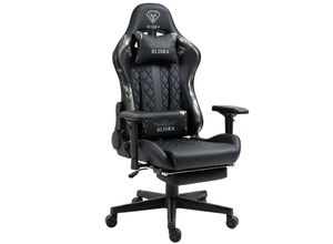 4250931573951 - Trisens - Gaming Stuhl Chair Racing mit Fußstütze und ergonomsichen 4D-Armlehnen Schwarz Military -Grün