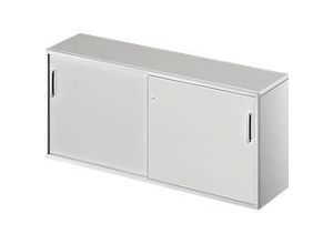 4051273737281 - Genius Beistellschrank TETRIS SOLID 2 OH in Schreibtischhöhe B 1600 mm 25 mm Abdeckplatte lichtgrau weißalu