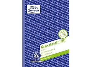 4004182012659 - Avery® Zweckform Kassenbericht 1265 Format A5 mit Ausfüllhilfe ohne Durchschläge perforiert & gelocht Blauer Engel weiß 1 Buch mit 50 Blatt