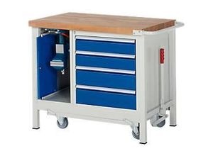 4040376118936 - Werkbank Modell 8185 fahrbar absenkbar mit Schrank und Schubladen B 1000 x T 700 x H 880 mm