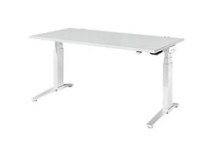 4250510858233 - Genius Schreibtisch PLANOVA ERGOSTYLE elektrisch höhenverstellbar Rechteck C-Fuß B 1600 x T 800 x H 645-1305 mm lichtgrau weiß