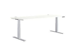 4250510935552 - Genius Schreibtisch MODENA FLEX elektrisch höhenverstellbar Rechteck T-Fuß B 1800 x T 800 x H 645-1290 mm weiß weißalu