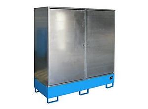 4052462026414 - Gefahrstoffschrank BAUER GS-2 Stahlblech unterfahrbar für 2 x 200 l Fässer B 1680 x T 690 x H 1780 mm blau