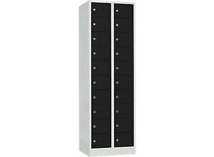 4250618204826 - Schließfachschrank Stahlbl Türanschl rechts Zylinderschloss 20 Fächer B 600 x H 1800 mm lgrau RAL 7035 tschw RAL 9005 4250618204826 - Schließfachschrank Stahlbl Türanschl rechts Zylinderschloss 20 Fächer B 600 x H 1800 mm lgrau RAL 7035 tschw RAL 9005