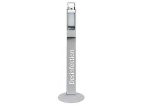 4251556600817 - Desinfektionsmittelspender mit Bedienbügel & Tropfschale bis 1000 ml inkl Leerflasche Edelstahl B 350 T 350 x H 1220 mm