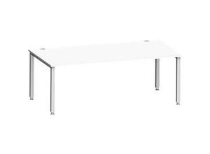 4250510842157 - Schreibtisch MODENA FLEX Rechteck 4-Fuß Quadratrohr B 2000 x T 1000 x H 720-820 mm weiß weißaluminium