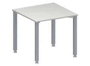 4251898814446 - Genius Konferenztisch MODENA FLEX Quadrat 4-Fuß Quadratrohr B 800 x T 800 x H 720-840 mm lichtgrau weißaluminium RAL 9006