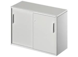 4051273737359 - Genius Beistellschrank TETRIS SOLID 2 OH in Schreibtischhöhe B 1000 mm 25 mm Abdeckplatte lichtgrau weißalu