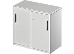 4051273737380 - Genius Beistellschrank TETRIS SOLID 2 OH in Schreibtischhöhe B 800 mm 25 mm Abdeckplatte lichtgrau weißalu