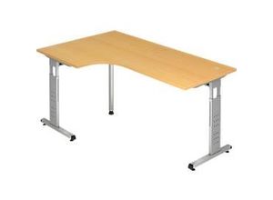 4032062014554 - Hammerbacher Matrix Höhenverstellbar Schreibtisch Buche Aluminium Holz Kunststoff Spanplatte C-Fuß 2000 x 1200 x 850 mm