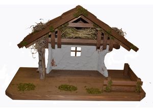 4251020711124 - Krippe ALFRED KOLBE Weihnachtsdeko braun (braun natur) WeihnachtskrippenB50cm H32cm T25cm Holz aus Holz 50x25x32 cm für Figuren bis 11 cm Höhe B50cm H32cm T25cm