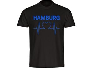 4068859007072 - multifanshop Herren T-Shirt - Hamburg - Herzschlag - Druck blau - Männer