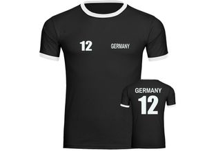 4068859366865 - multifanshop Kontrast T-Shirt - Germany - Trikot Nummer 12 - Druck weiß - Männer