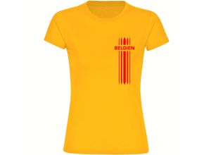 4068859282738 - multifanshop Damen T-Shirt - Belgien - Streifen - Druck rot - Frauen