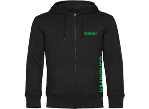 4068859166984 - multifanshop Kapuzen Sweatshirt Jacke - Hannover - Brust & Seite - Druck grün - Sweat