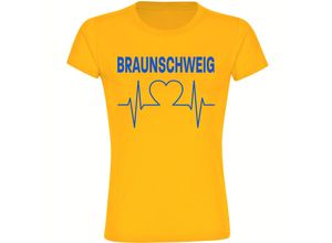 4068859200541 - multifanshop Damen T-Shirt - Braunschweig - Herzschlag - Druck blau - Frauen